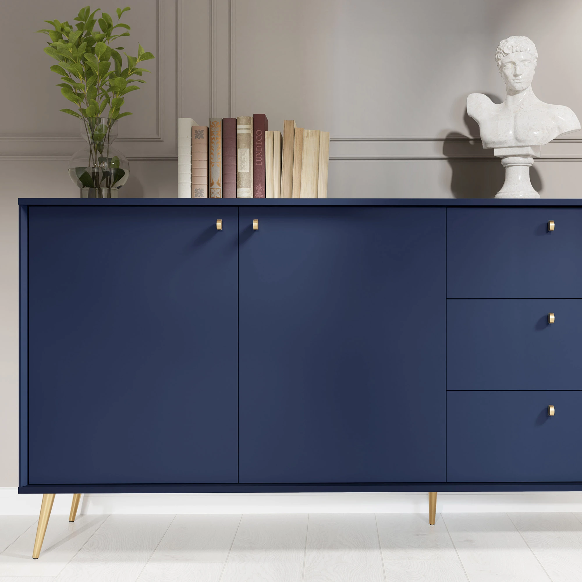 Tmavě modrá komoda JASMINE | agatanabytek.cz